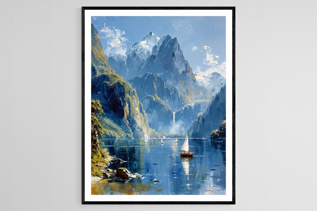 Breathtaking Milford Sound Painting, Majestic Fjords and Cascading ...