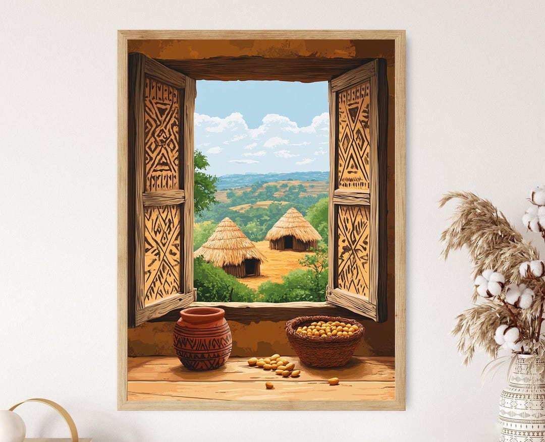 Minna Wooden Window Illustration, Nigerian Nupe Folk Motifs ...