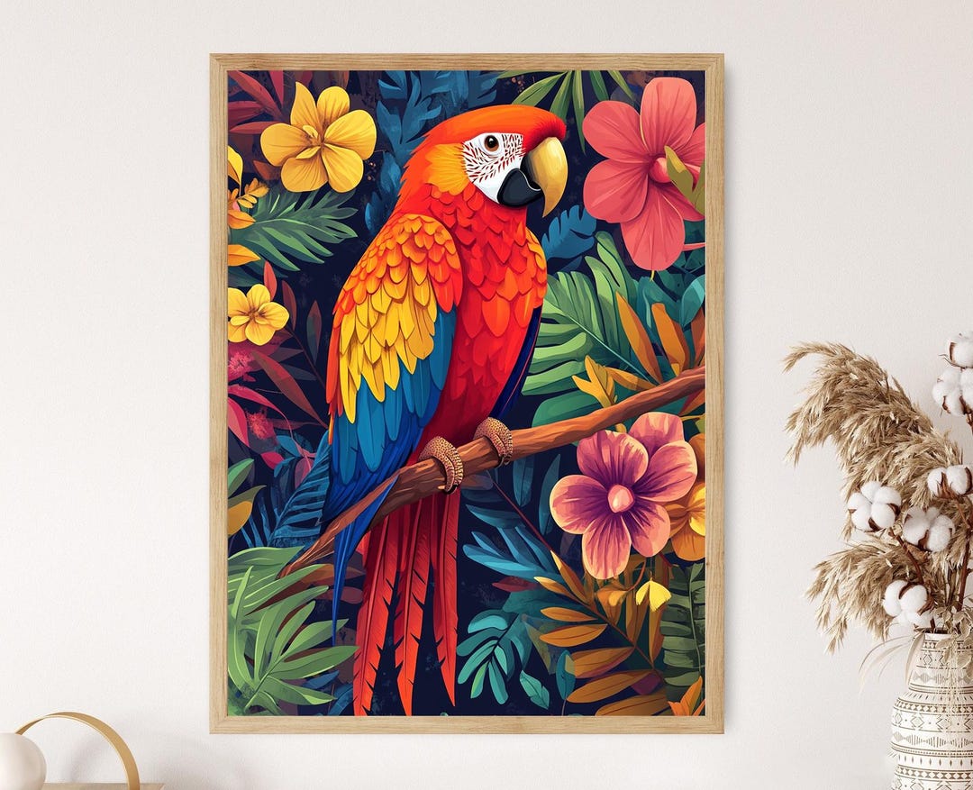 Venezuelan Scarlet Macaw Illustration, Indigenous Patterns and Tropical ...