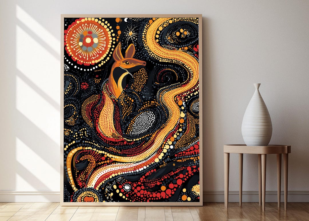Australian Aboriginal Dreamtime Art Print, Dot Painting Decor Poster - Etsy