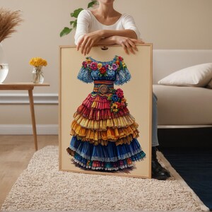 Puerto Rican Bomba Dress and Headdress Illustration, Traditional Dance ...