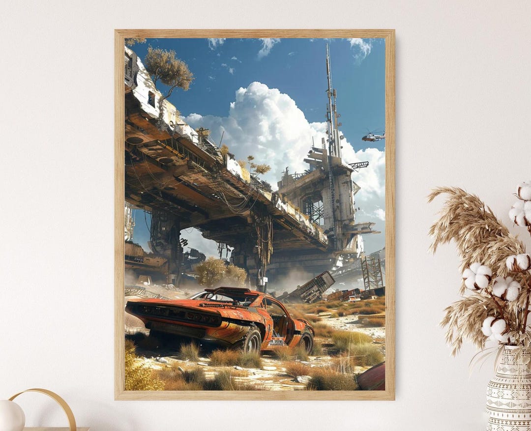 Futuristic Dystopia Art Print, Surreal Sci-fi Landscape, Atmospheric ...