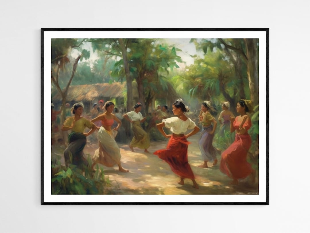 Tinikling Dance Art Print, Vibrant Filipino Cultural Wall Decor ...