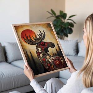 Haida Moose Art Print, Indigenous Native Spirit and Strength, Tribal ...