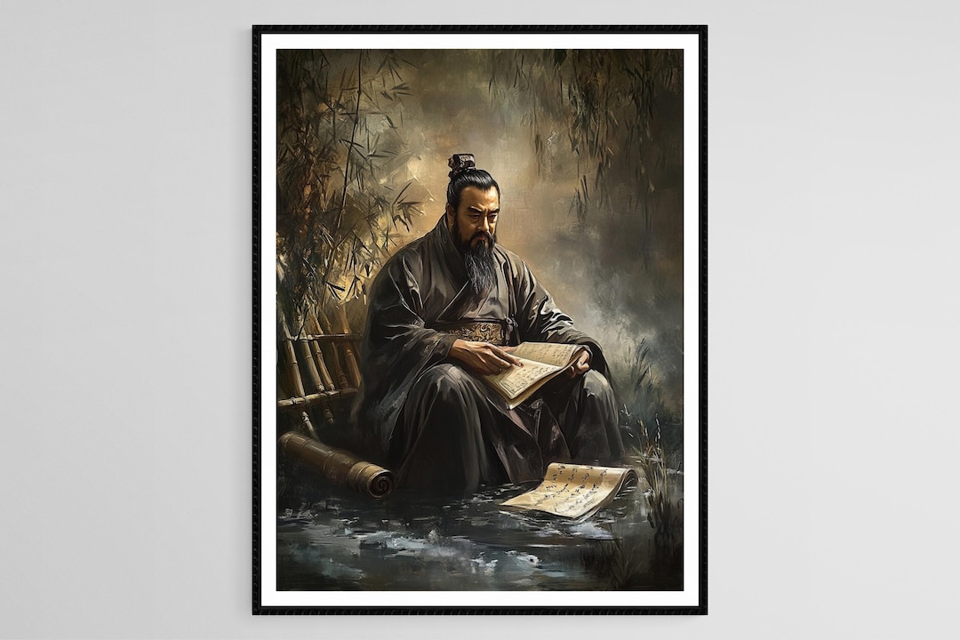 Confucius Portrait Art Print, Ancient Chinese Philosopher, Traditional ...