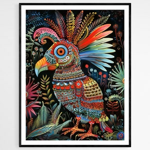 Mexican Bird Poster | Mexican Folk Art Print - Etsy