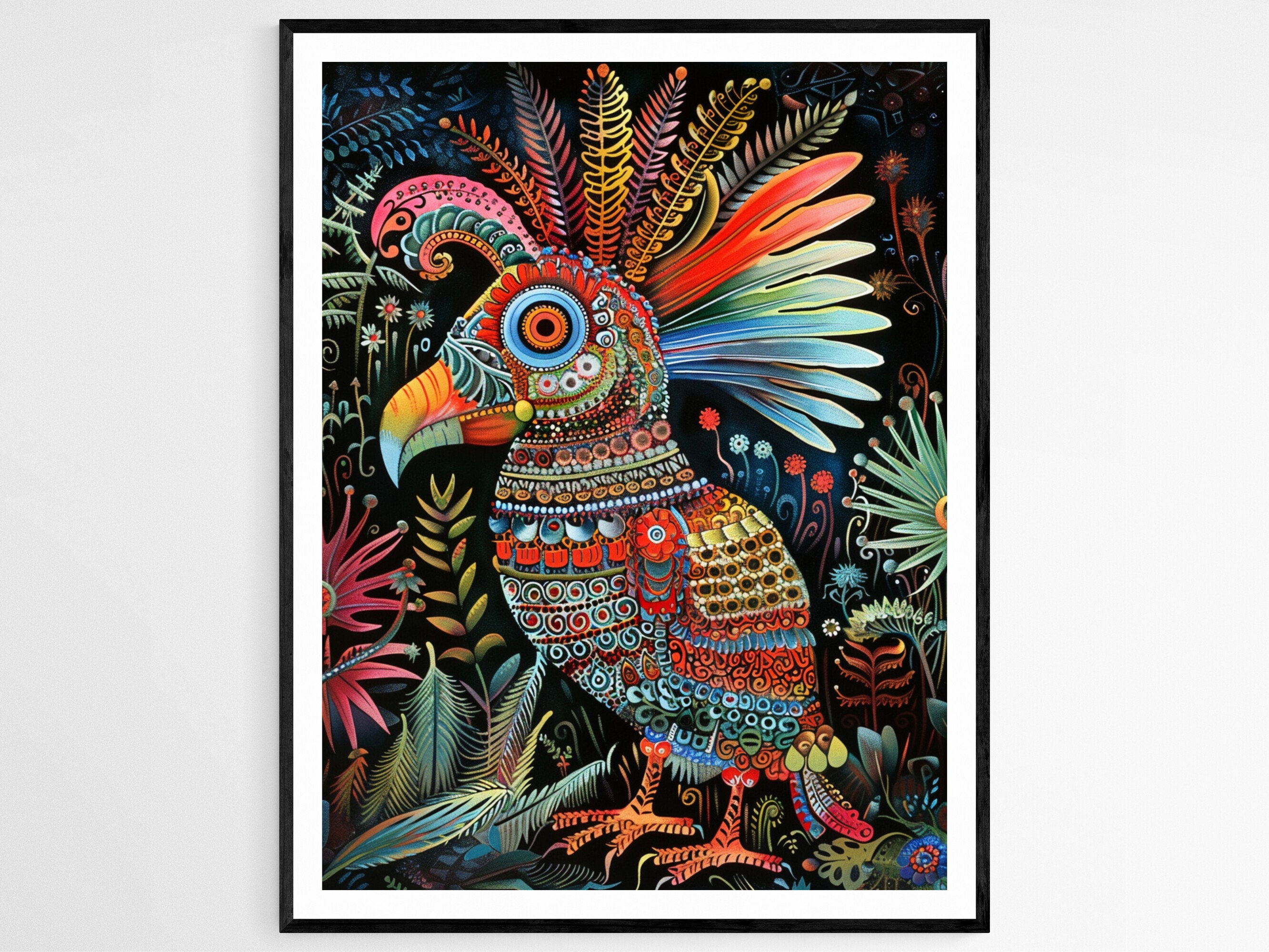 Mexican Bird Poster | Mexican Folk Art Print - Etsy