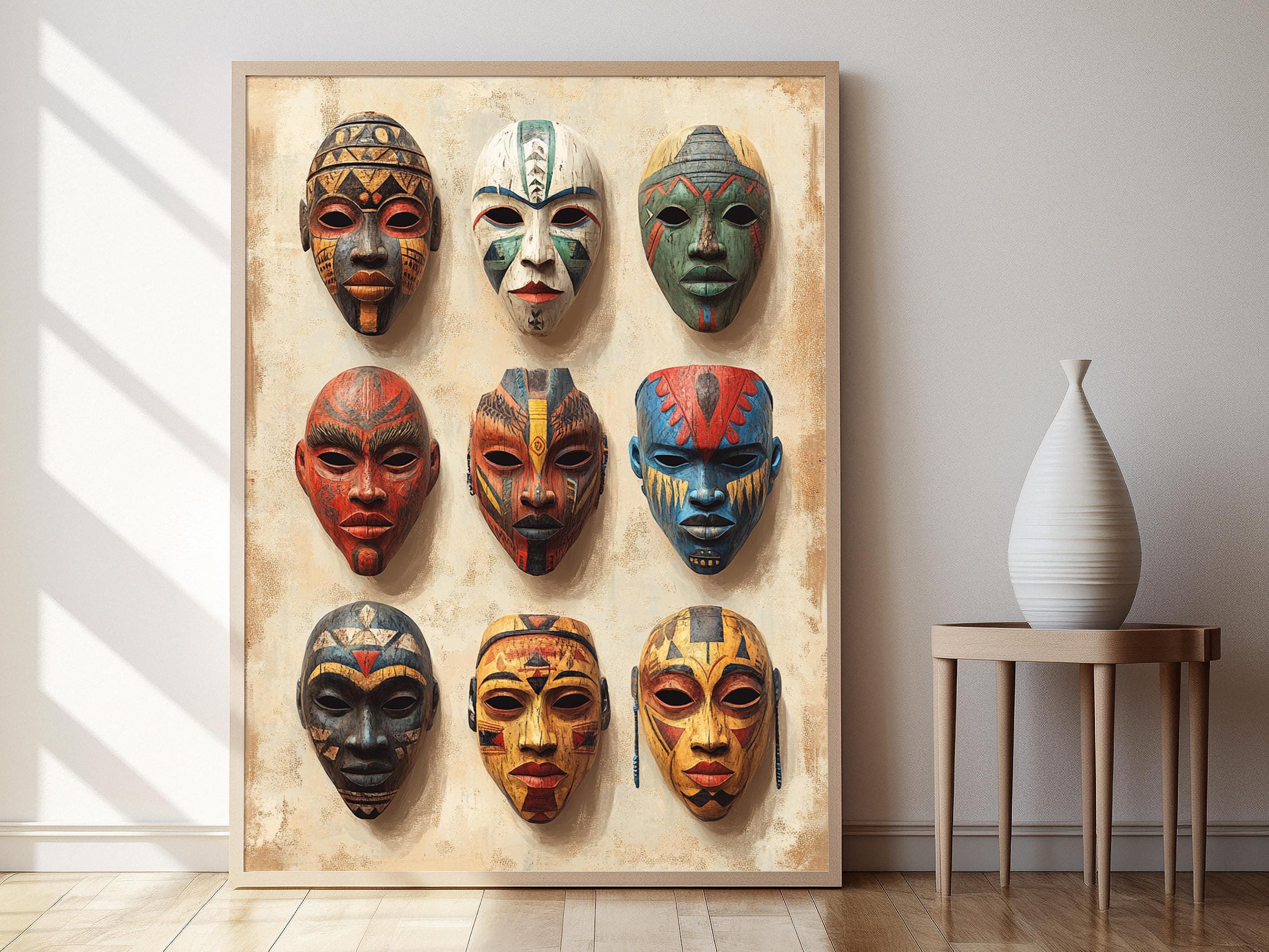 Traditional African Mask Illustration, Tribal Art Print, Cultural ...
