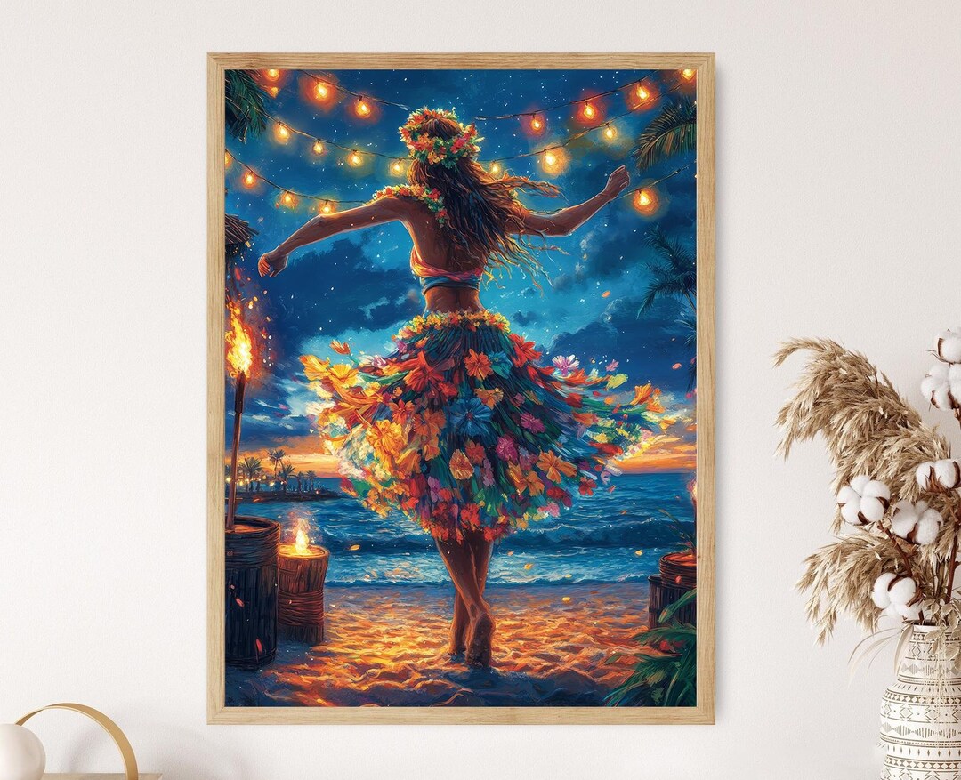 Hula Dancer Art Print: Vibrant Hawaiian Beach Decor - Etsy