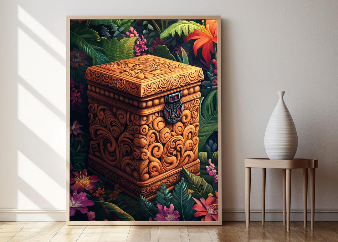 Maori Wakahuia Treasure Box Art Print, Cultural Carving Poster - Etsy