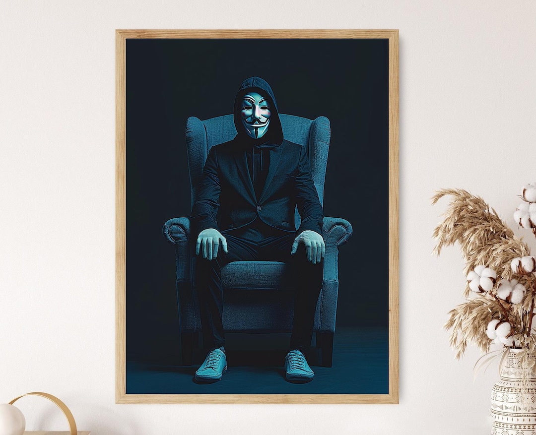 Anonymous Hacker Mask Art Print: Cyberpunk Rebellion Wall Decor - Etsy