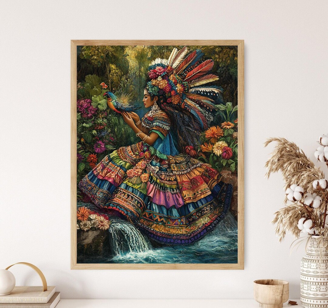 Chalchiuhtlicue Art Print, Aztec Goddess of Water and Fertility - Etsy
