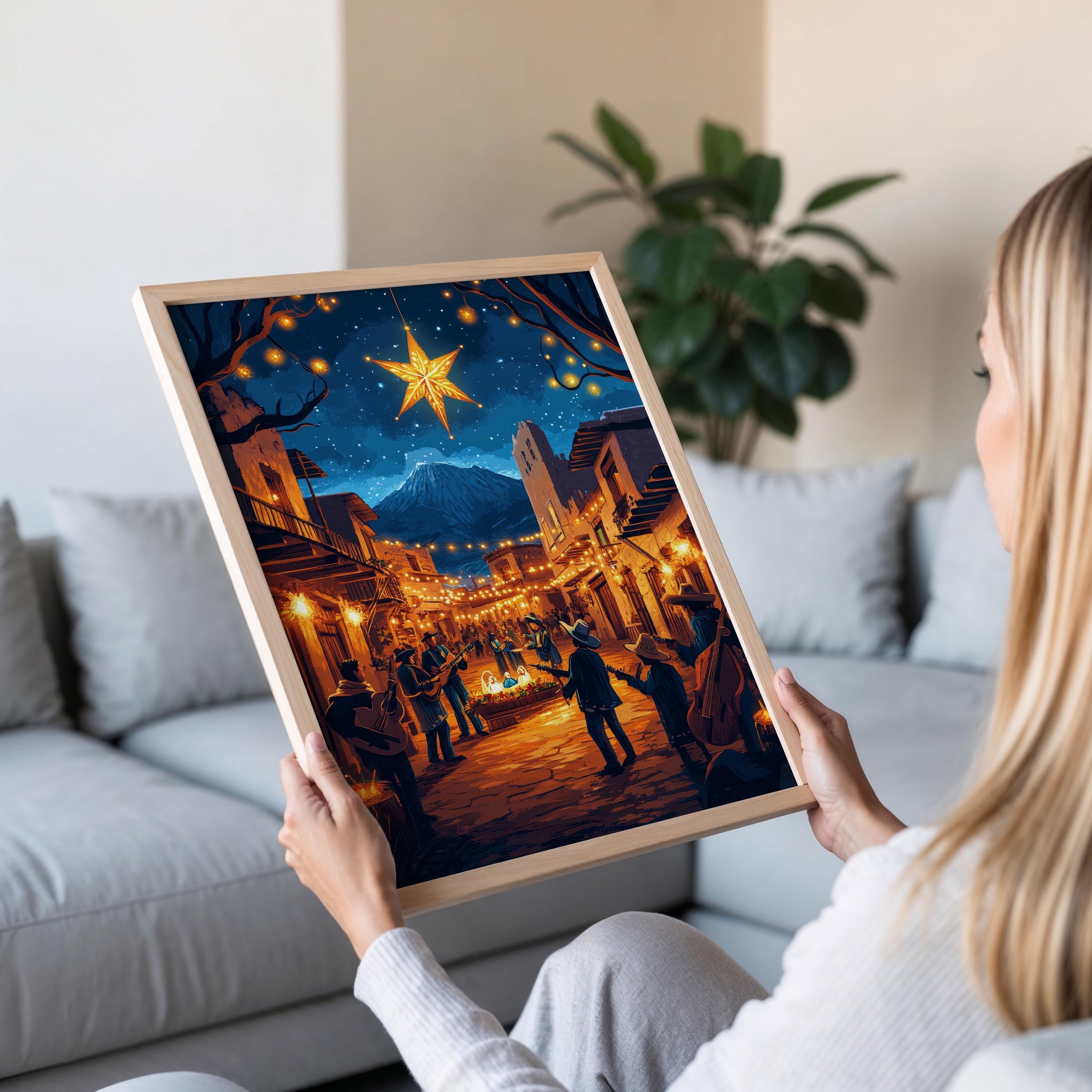 Las Posadas Street Art Print: Mexican Nativity Scene With Piñata - Etsy