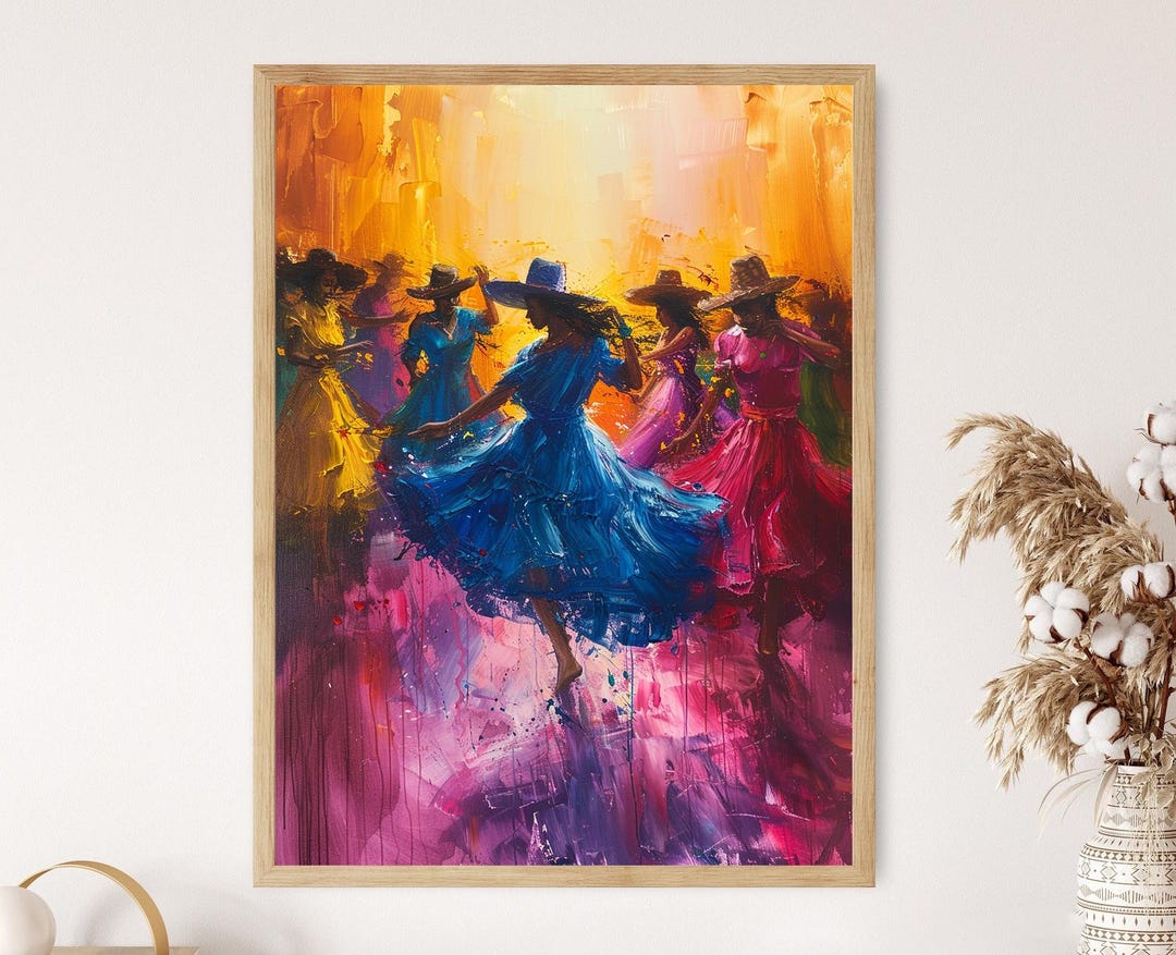 Dynamic Bomba and Plena Dance Painting, Puerto Rican Tradition and ...