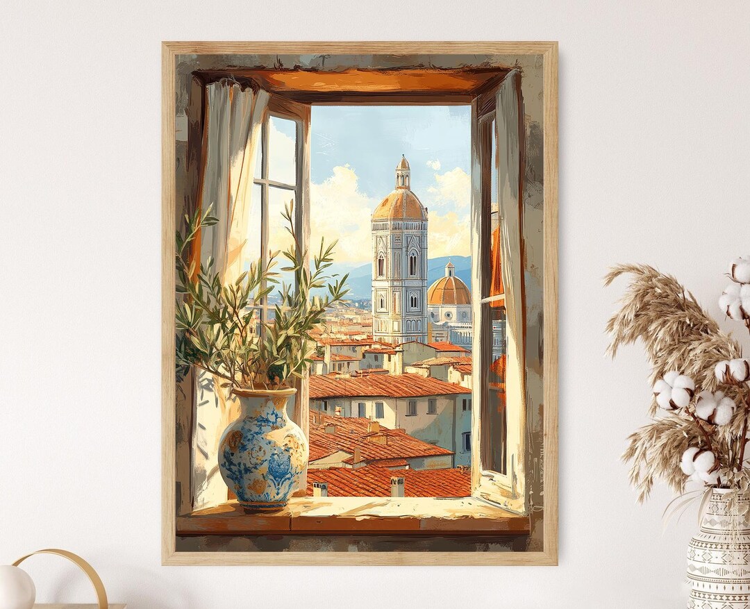 Florence Duomo Art Print: Rustic Window View, Italian Wall Decor - Etsy