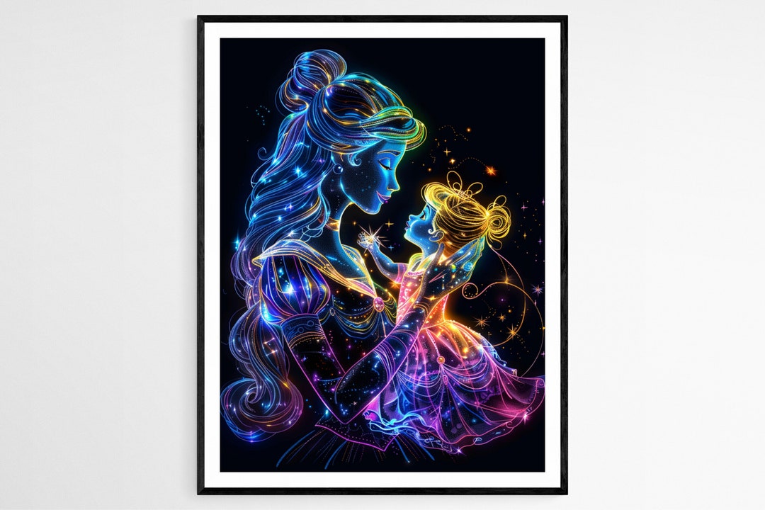 Neon Princess Art Print - Vibrant Wall Decor, Perfect for Adding a Pop ...