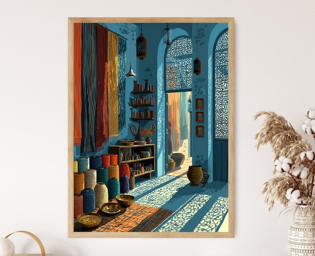 Damascus Silk Brocade Poster, Syrian Folk Textile Shop Art Print, Flat ...