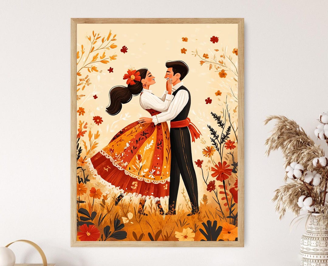 Balkan Kolo Dance Illustration, Kosova Dance Print - Etsy