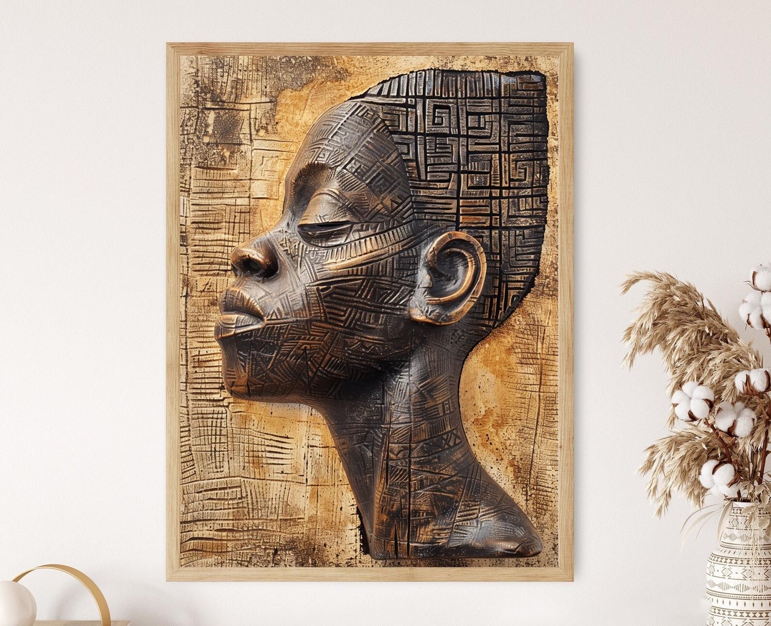 Benin Art Print: African Woman Portrait, Cultural Home Decor - Etsy