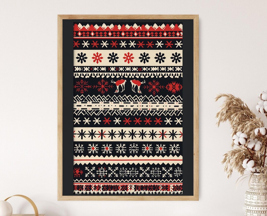 Norwegian Knitting Patterns Art Print, Traditional Craft - Etsy