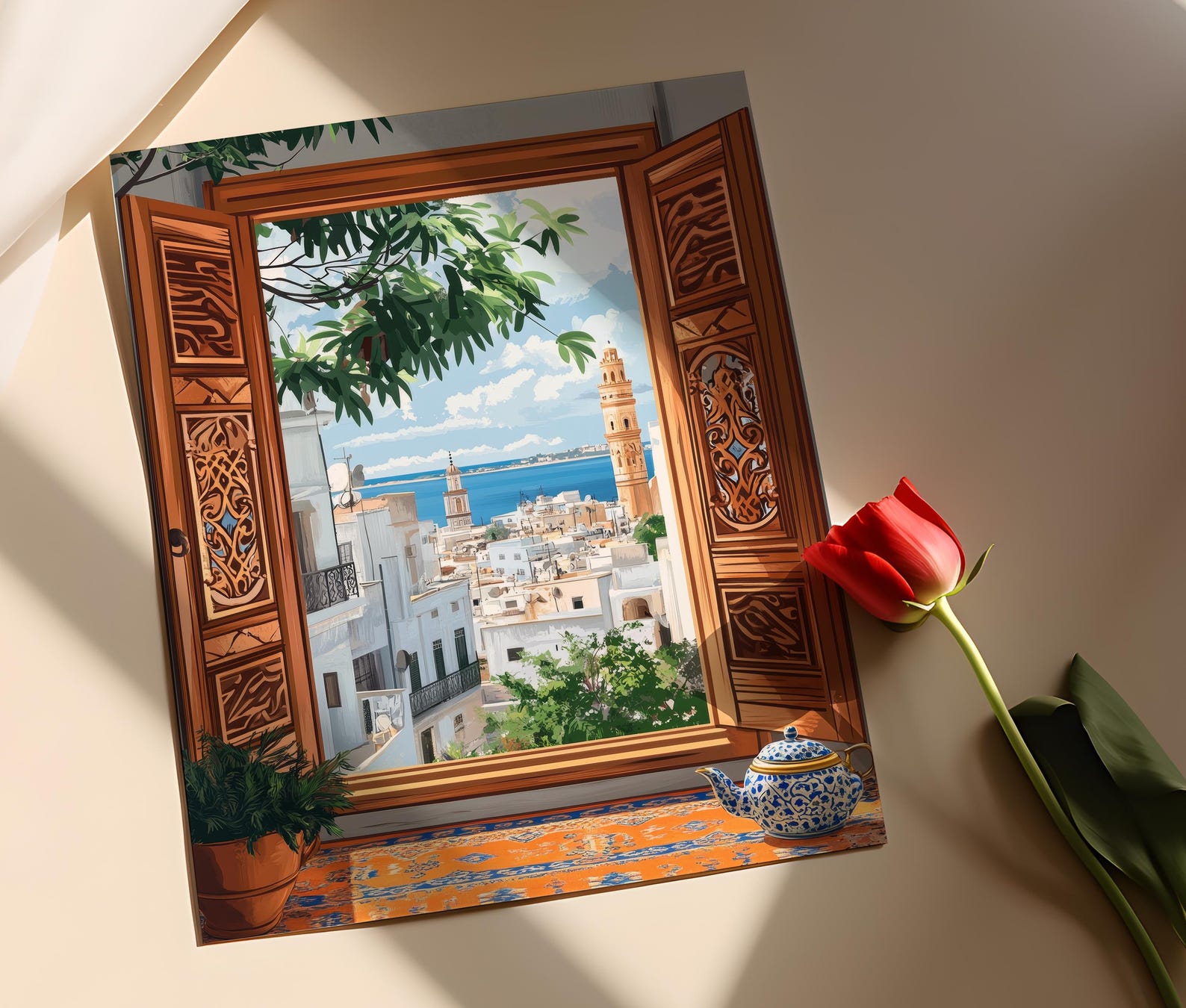 Algiers Casbah Art Print: Berber Carved Window, Algerian Architecture ...
