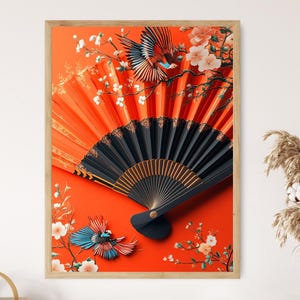 Japanese Fan Art Print, Hand-painted Traditional Design - Etsy