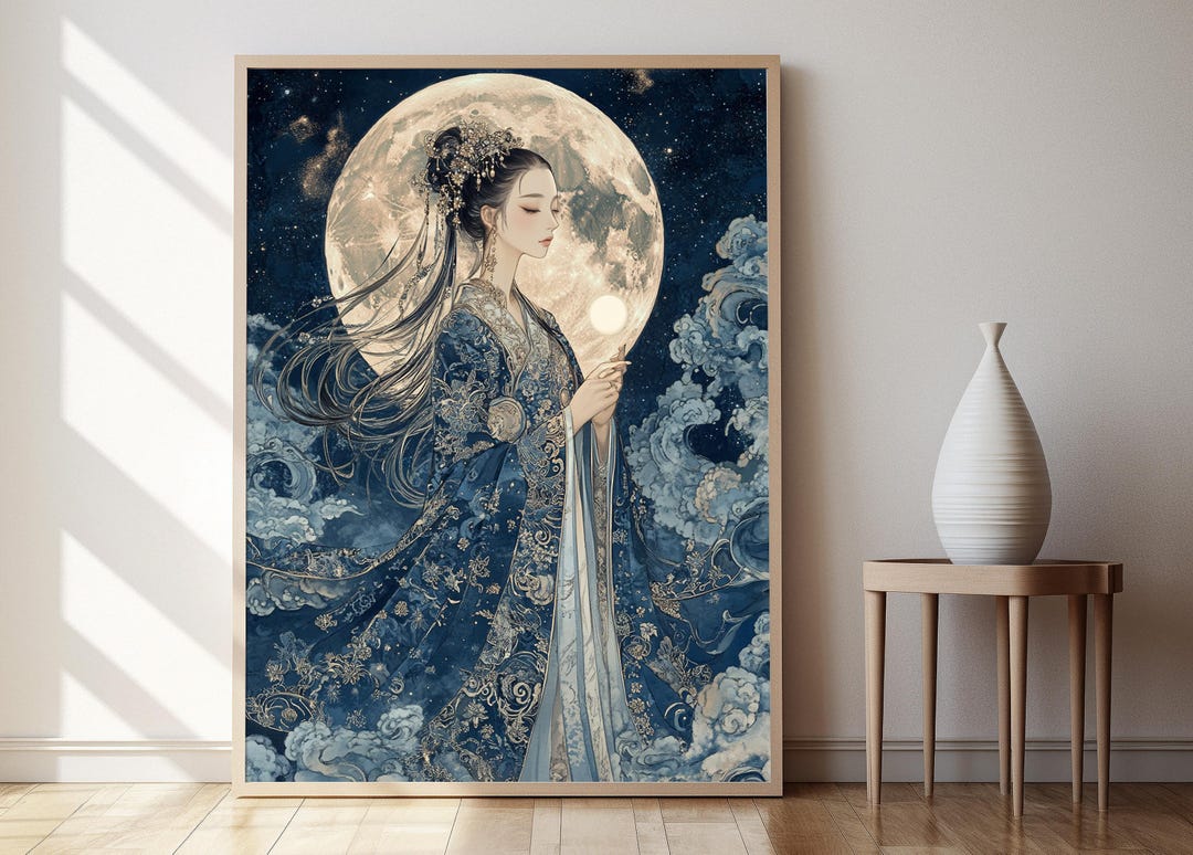 Changxi Lunar Goddess Art Print, Celestial Moon Decor Poster, Chinese ...