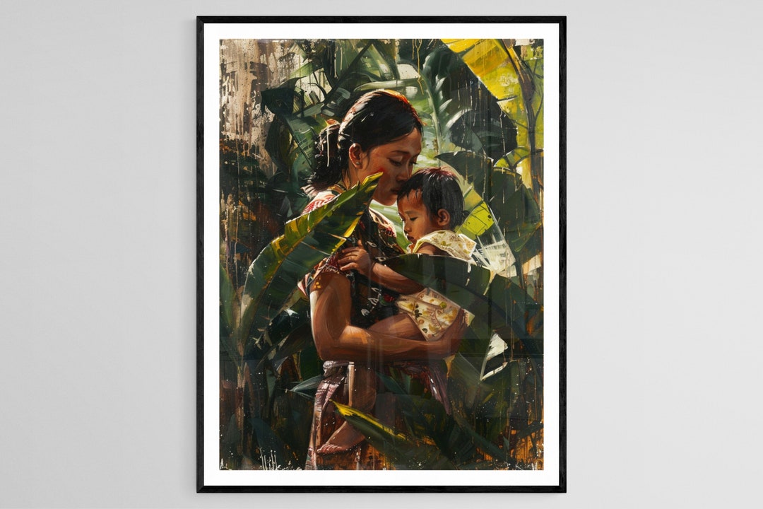 Filipina Mother and Child Canvas, Traditional Philippines Scene ...