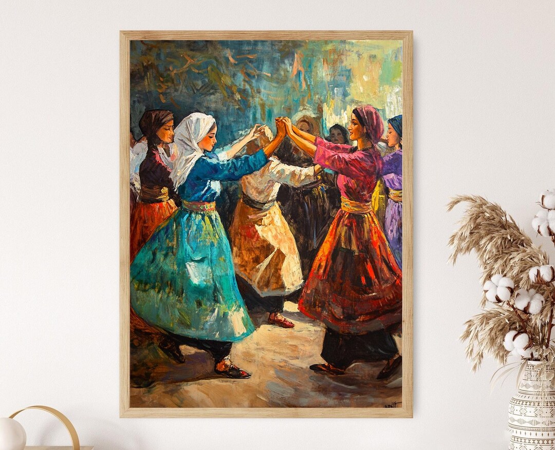 Palestinian Dabke Dance Art Print, Cultural Heritage, Traditional Dance ...