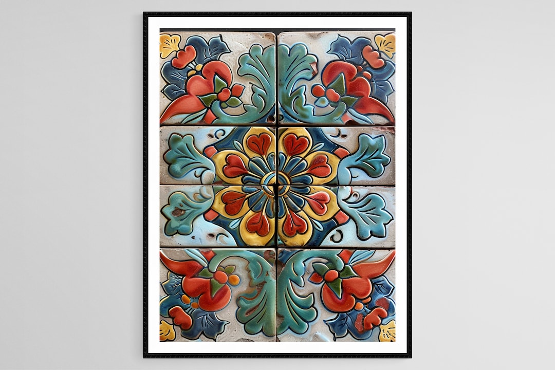 Traditional Bulgarian Ceramic Tile Pattern Art, Ornate Floral Design ...