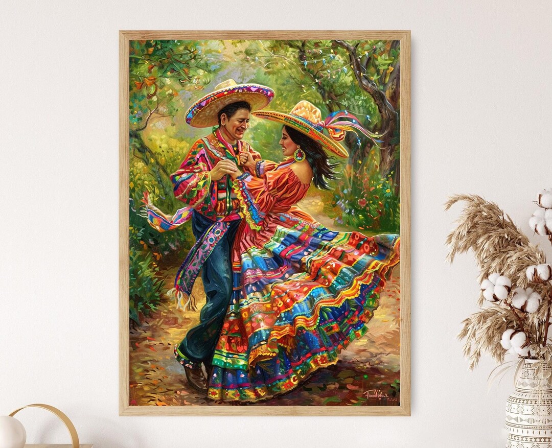 Mexican Folk Dance Art Print: Colorful Heritage Illustration - Etsy