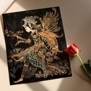 Wayang Kulit Art Print, Traditional Indonesian Shadow Puppet Wall Art ...