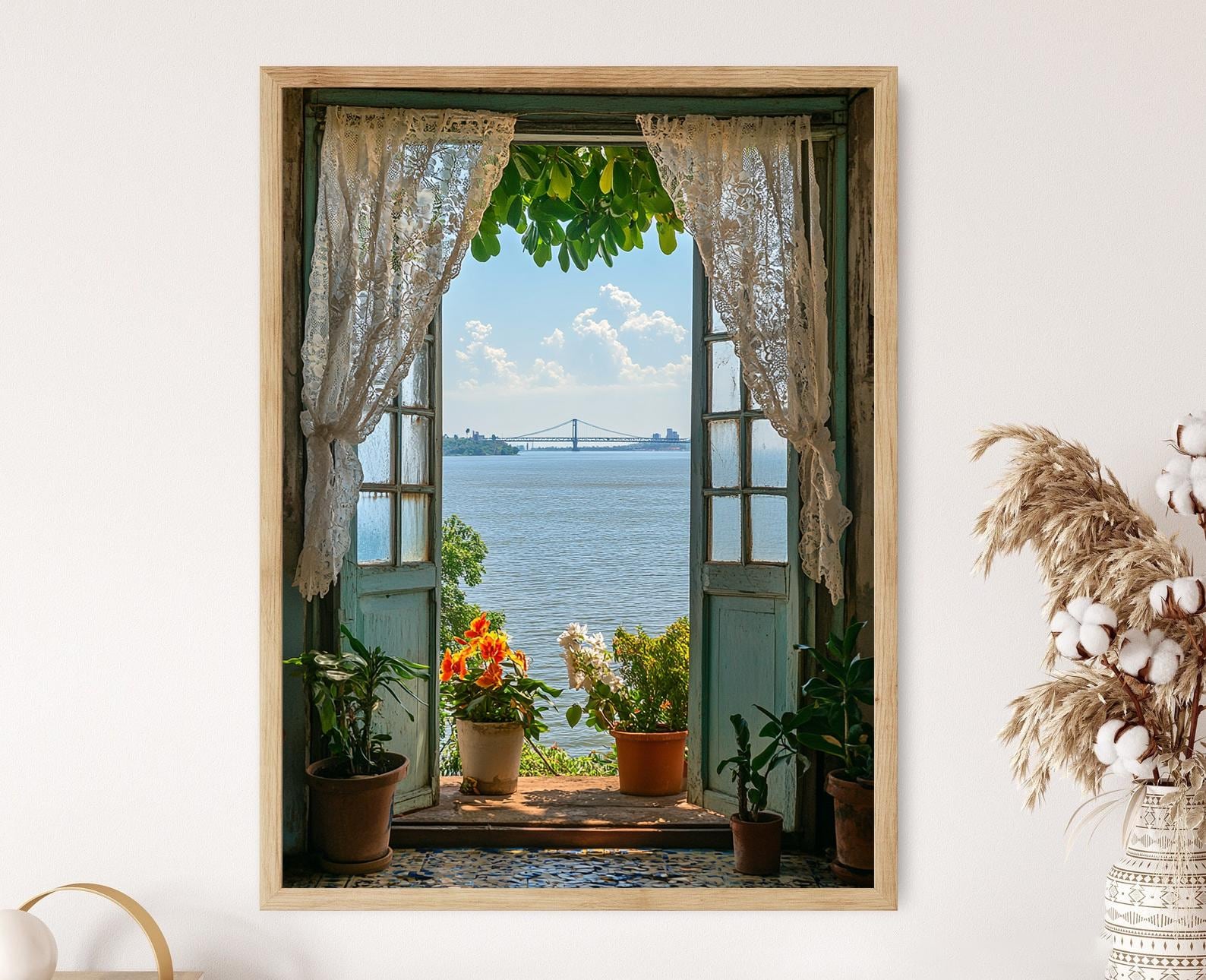 Maracaibo Open Window View Art Print, Venezuela Tropical Lake Decor ...