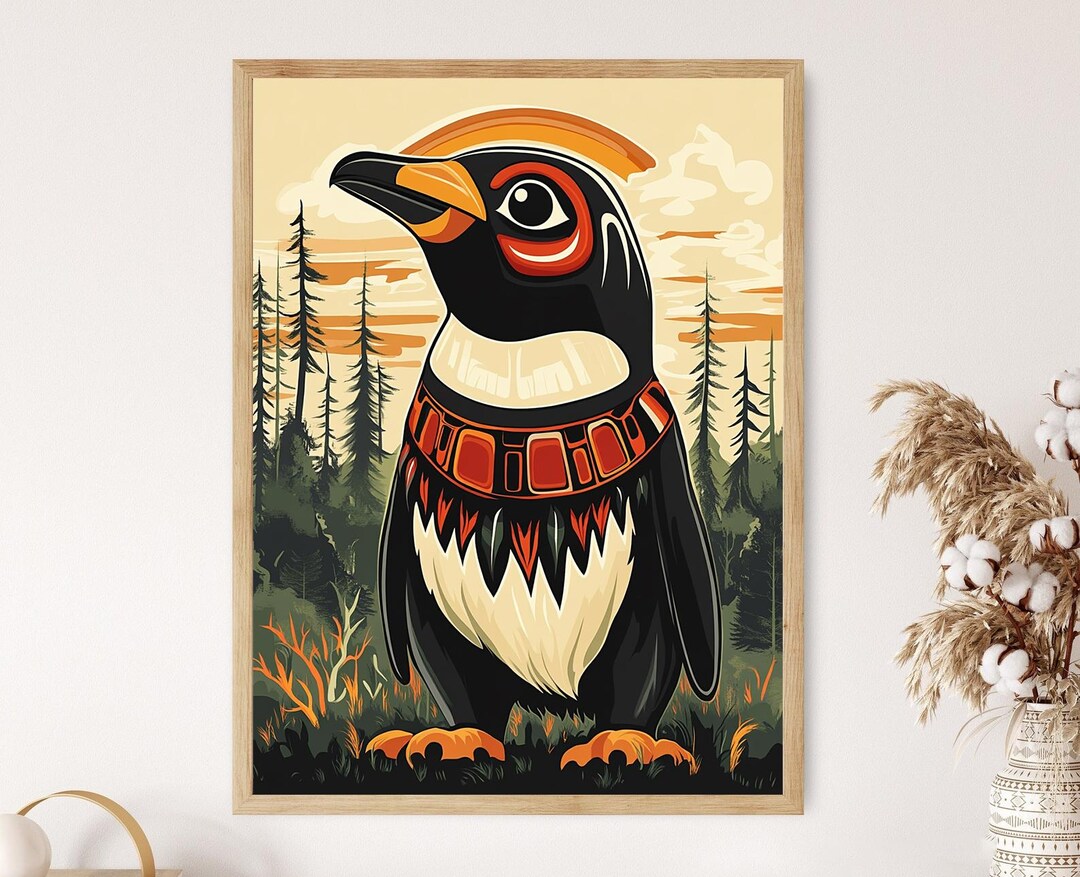 Haida Style Penguin Art Print, Indigenous Inspired Wildlife Decor ...