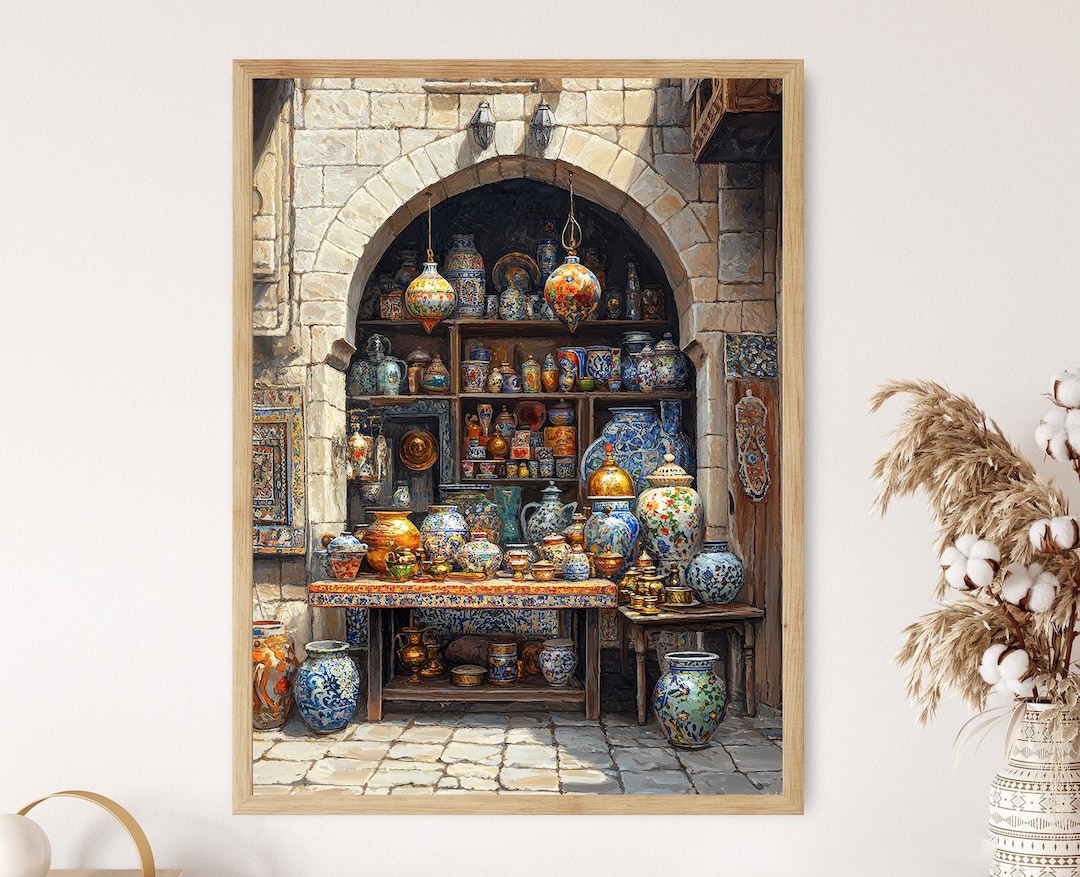 Damascus Mosaic Shop Art Print, Syrian Cultural Decor Poster - Etsy