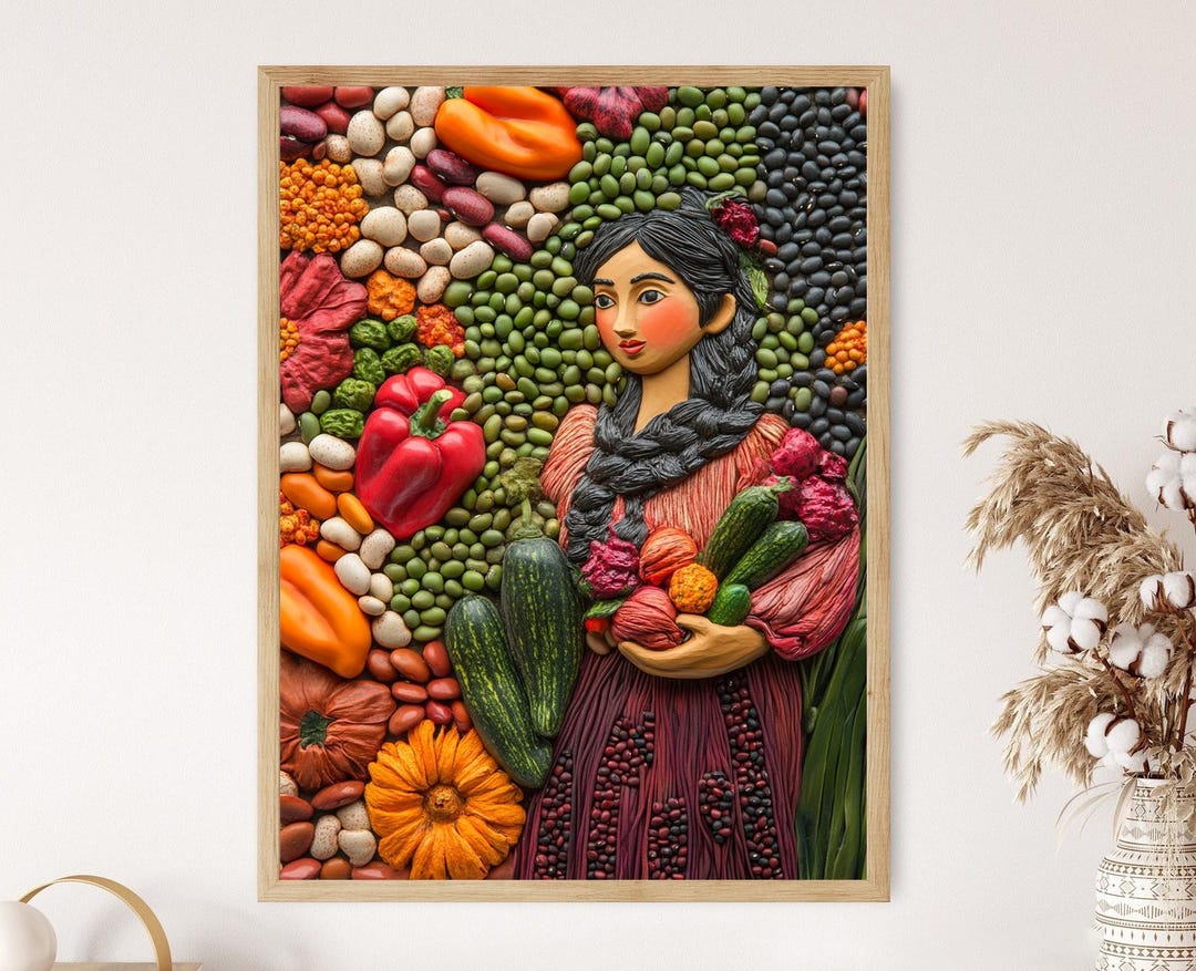 Mexican Vegetable Art Print, Spanish Verdura Poster, Arte Con Verduras ...