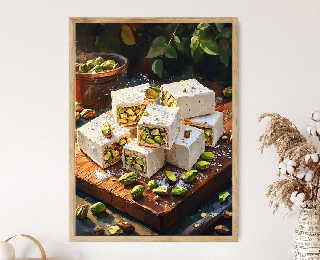 Pistachio Nougat Squares With Roasted Nuts Fine Art Print, Turkish ...