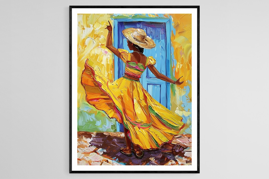 Bomba and Plena Dancer, Vibrant Puerto Rico Painting, Cultural Gift - Etsy