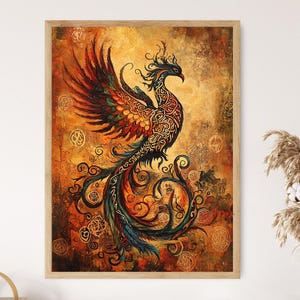 Celtic Phoenix Art Print, Knotwork Feathers, Symbols of Rebirth - Etsy