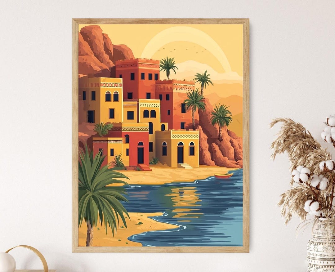Nubian House Art Print, Flat Vector Illustration, Sudan Culture Wall ...