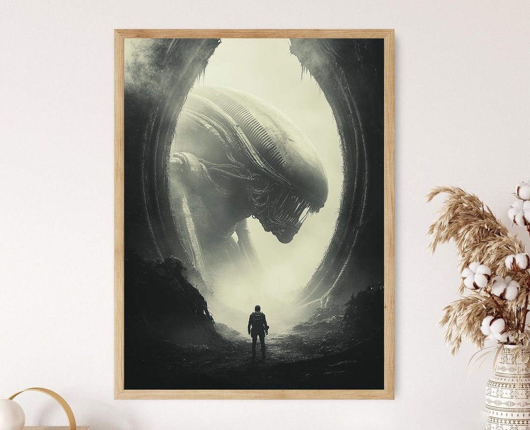 Retro Sci-fi Art Print: Cosmic Horror Alien Encounter - Etsy