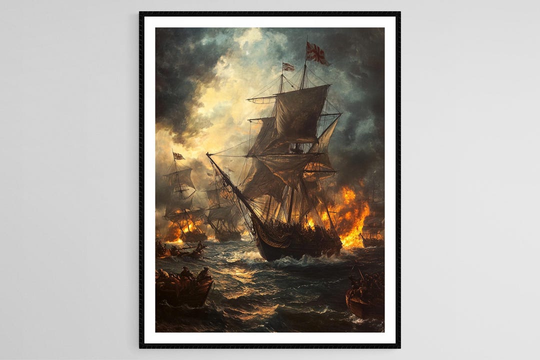 Defeat of the Spanish Armada Art Print, Naval Battle - Etsy