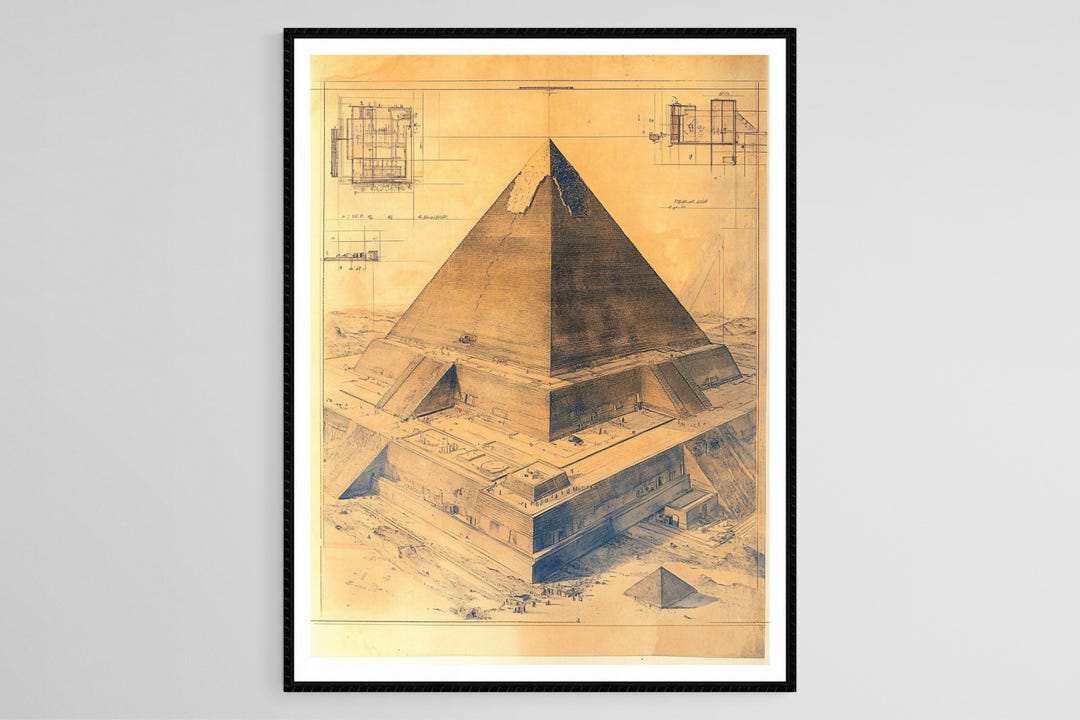 Egyptian Pyramid Blueprint, Vintage Wall Art - Etsy