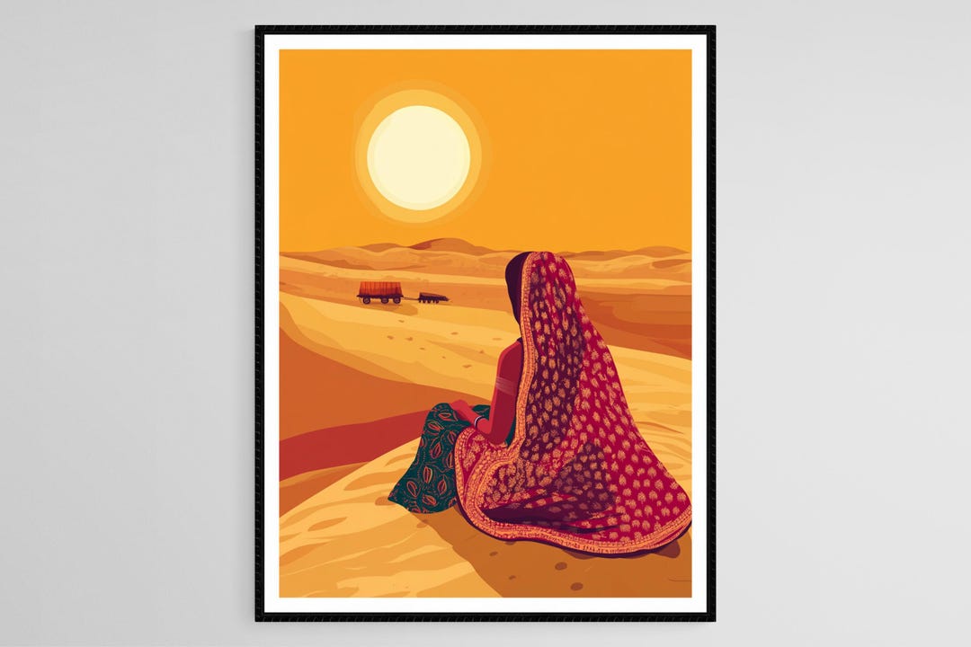 Thar Desert Art Print, India, Rajasthani Fabrics, Golden Dunes - Etsy
