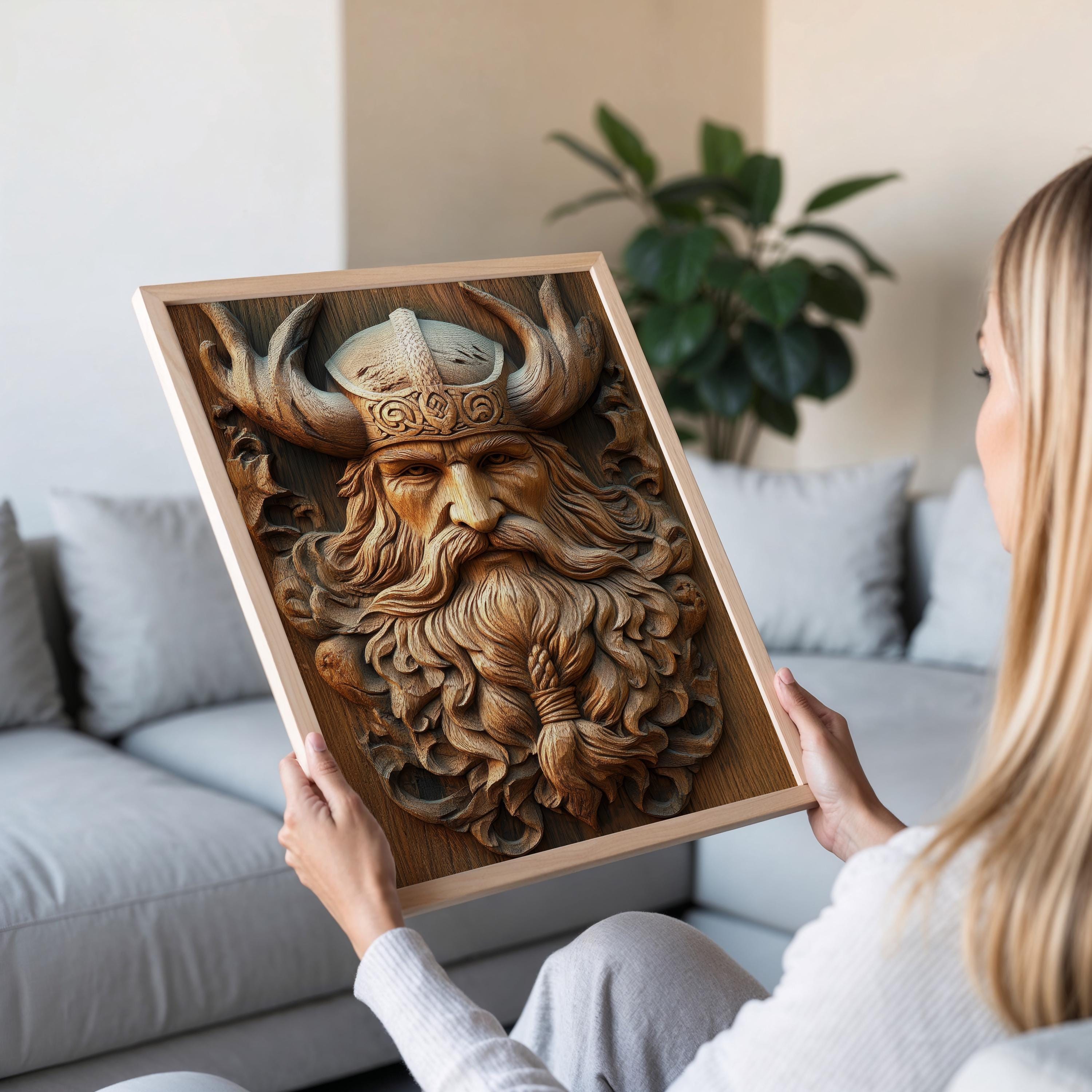 Odin Wood Carving Art Print: Norse Mythology, Viking God - Etsy