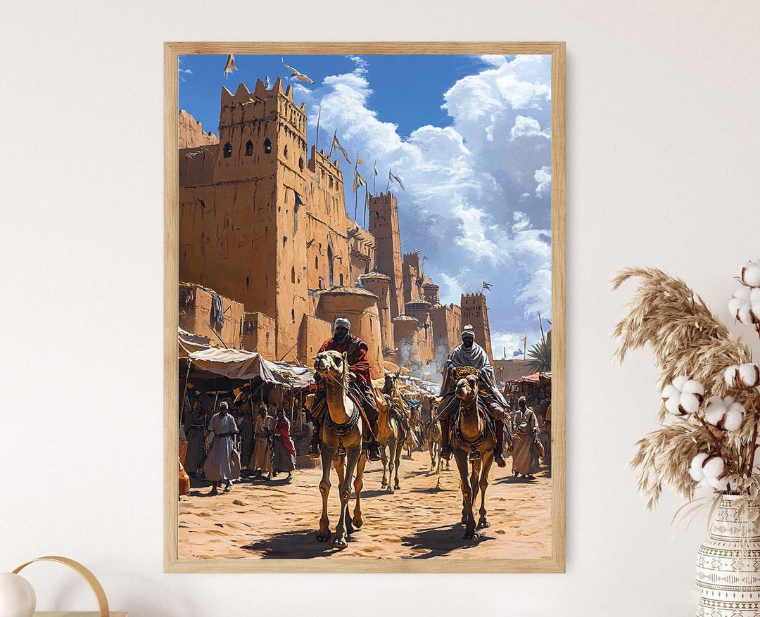 Timbuktu Caravan Illustration, Mali Trade Route Art Print, African ...