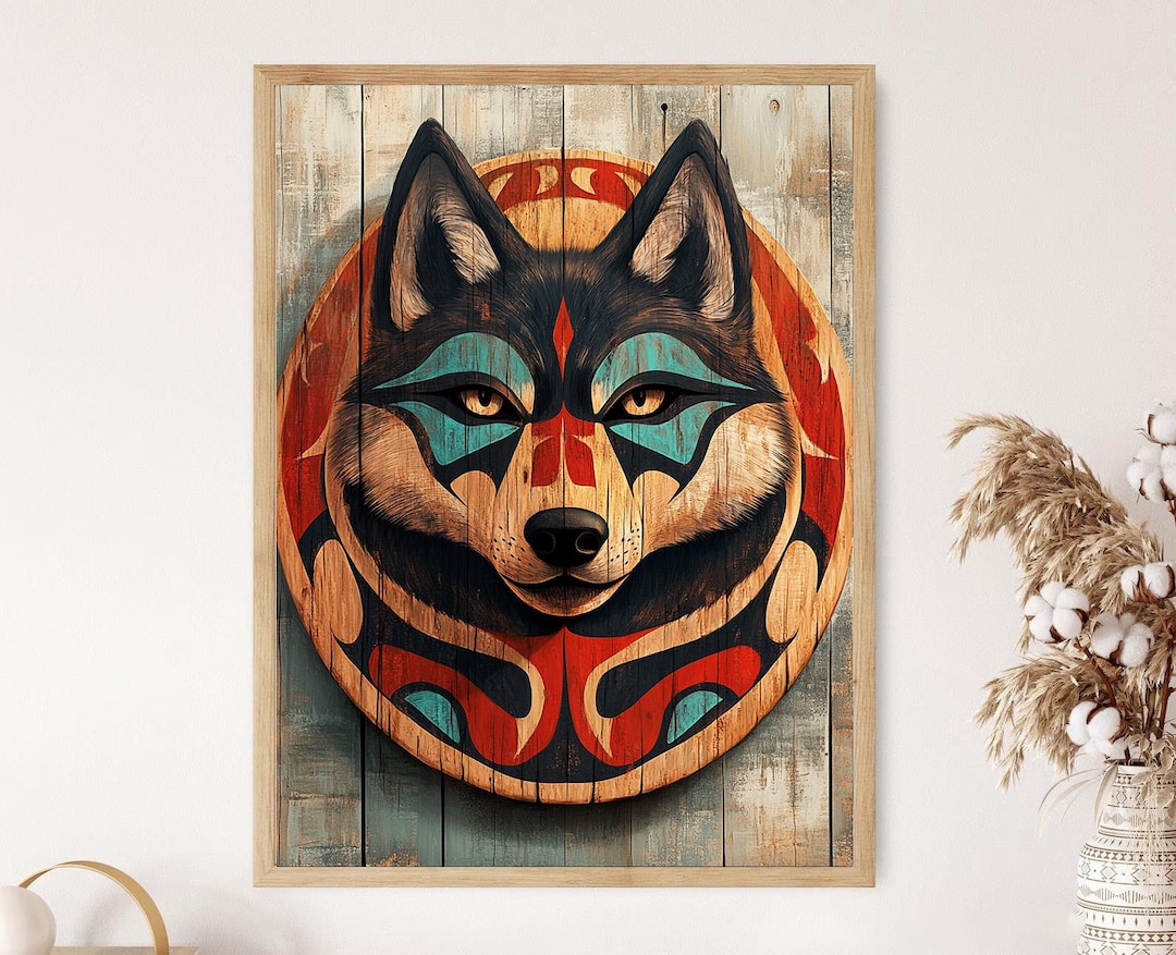 Tsimshian Wolf Crest Formline Shield Fine Art Print - Etsy