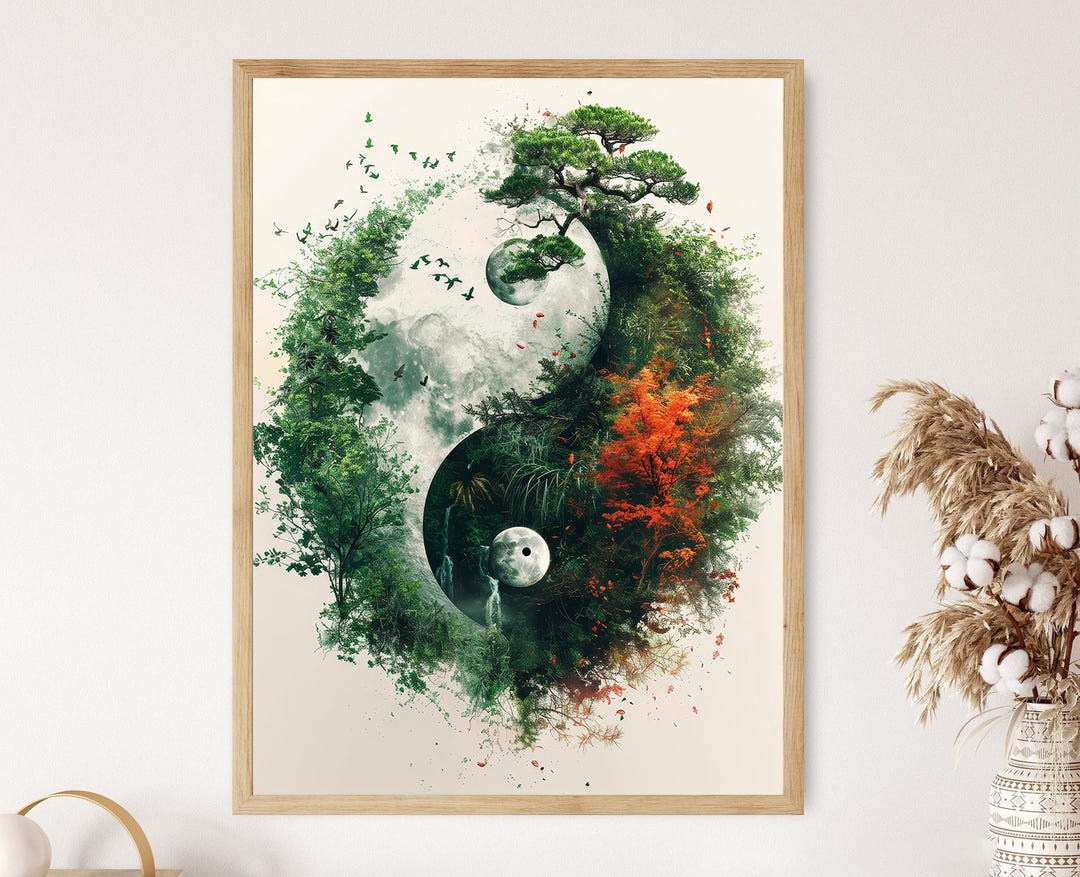 Balanced Yinyang Poster, Modern Taoist Wall Art, Feng Shui Home ...