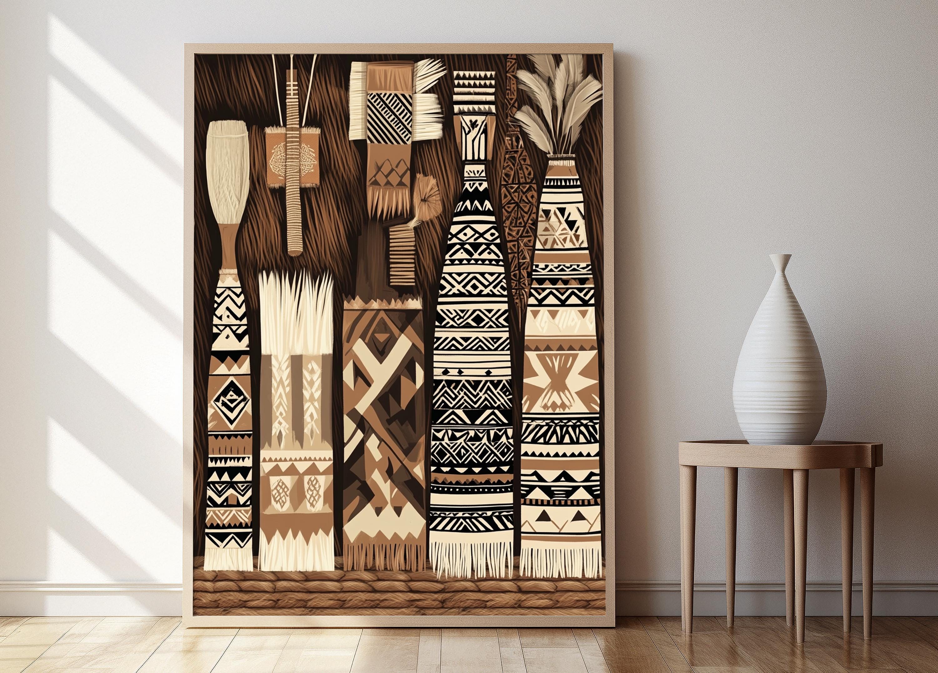 Polynesian Tapa Art Print: Traditional Pacific Island Geometric Decor ...