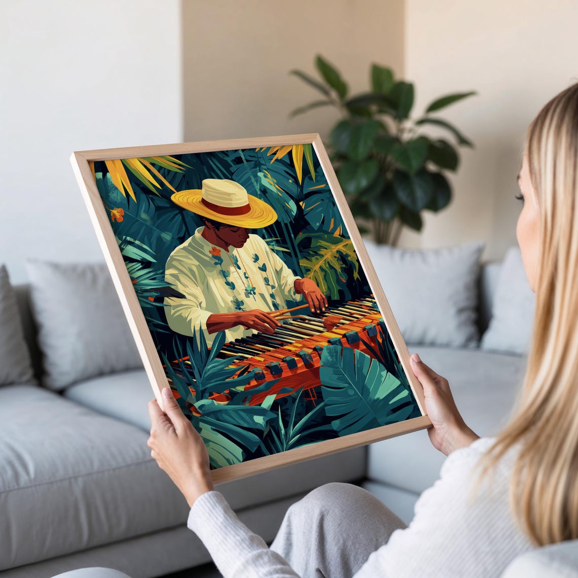 Colombian Marimba Player Art Print, Pacific Coast Music Decor Poster - Etsy